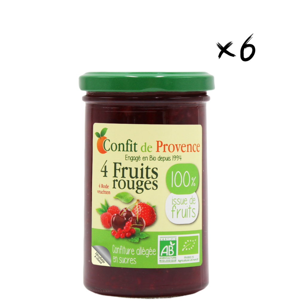 Confiture 100% issue de Fruits Bio - 4 Fruits rouges 290g x6 | Entrepôt Bio